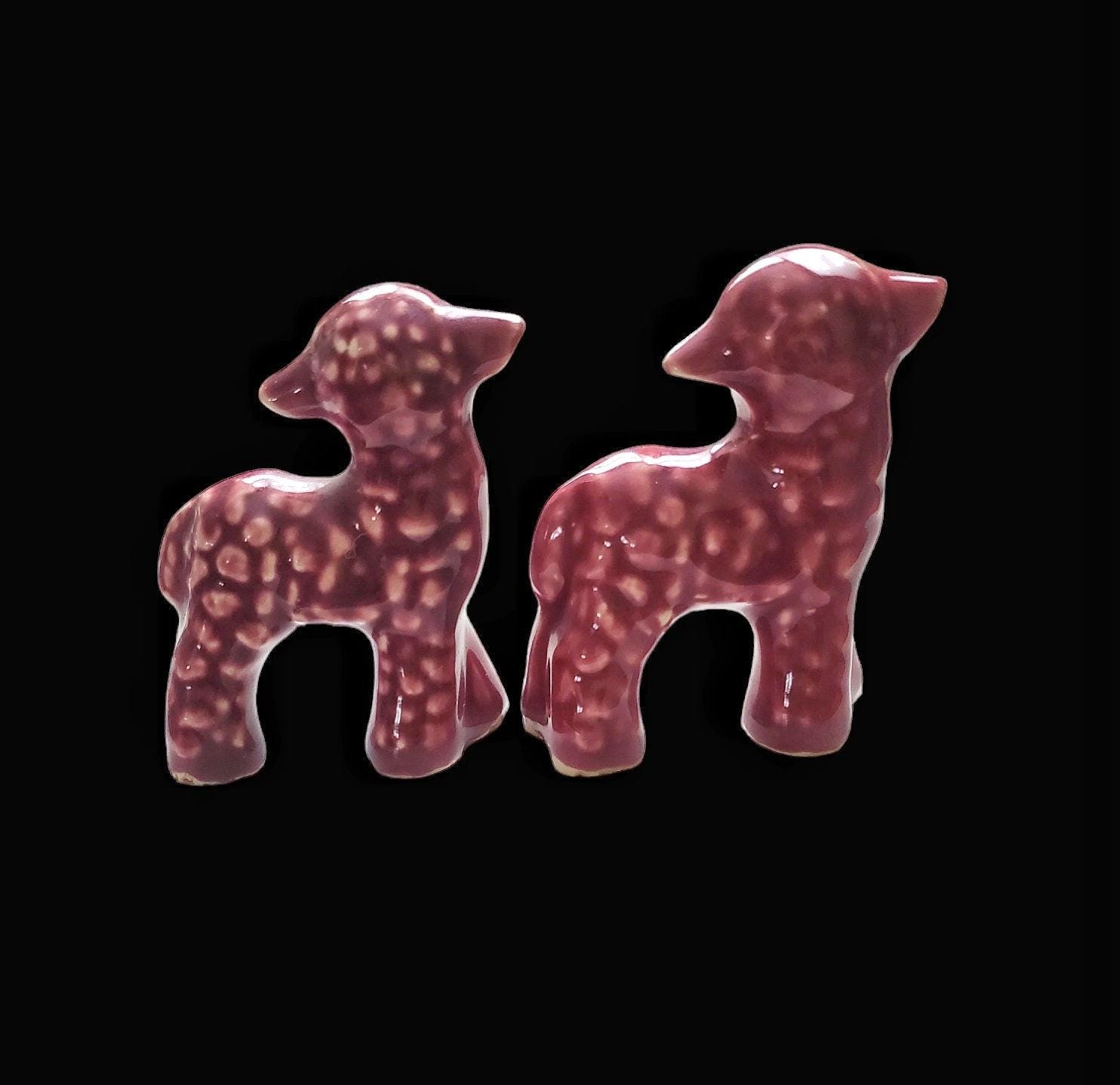 2 Morton Miniature Burgundy Pottery Lambs. - Etsy