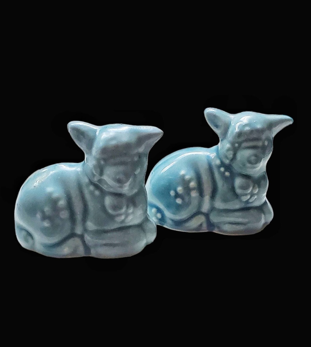 2 Miniature Lt. Blue Pottery Lambs. Possibly Morton but Not 100%. - Etsy