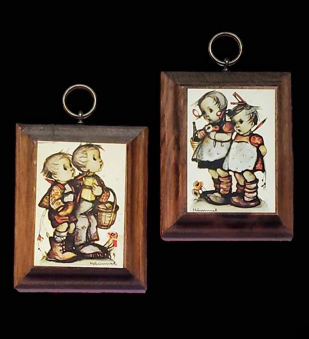 2 Miniature 70's Hummel Pictures on Wood. Super Sweet! - Etsy