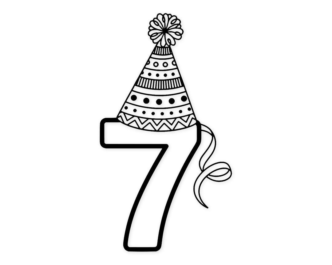 Number 7 Svg: Bold Line Art for Party Decorations - Etsy