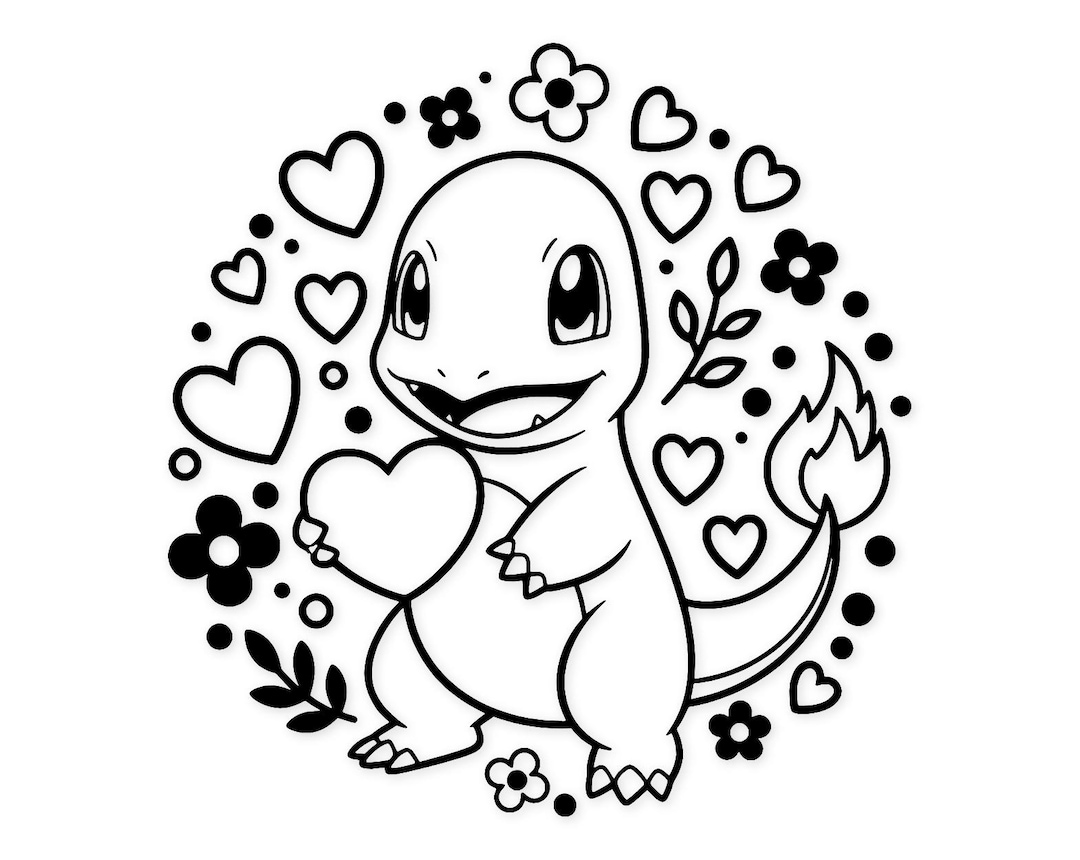 Charmander Svg: Adorable Heart Design for Valentine's Day - Etsy