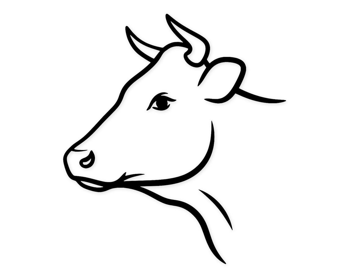 Cow Head Silhouette Svg Png: Bold Outline for T-shirts - Etsy