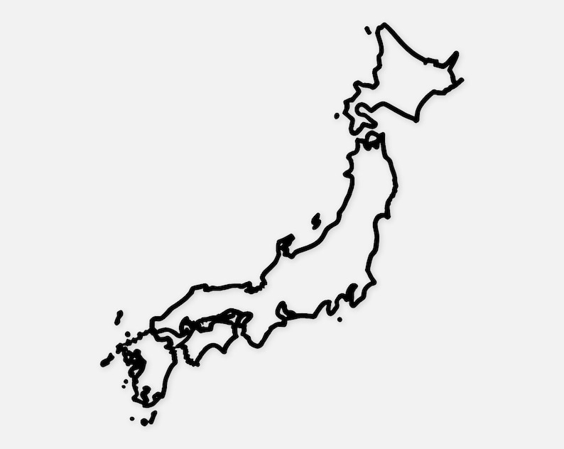 Japan Map Outline Svg Png: Bold Design for Wall Art - Etsy