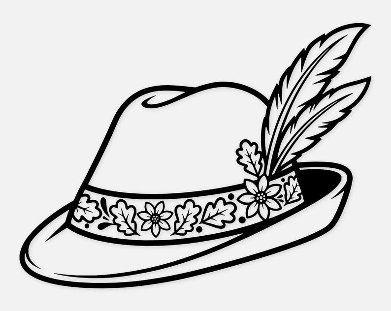 German Folk Hat Svg Png: Bold Outline for Crafts - Etsy