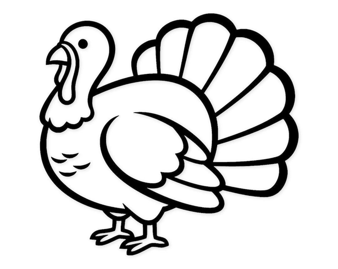 Thanksgiving Turkey Svg Png: Bold Outline Digital Design for T-shirts ...