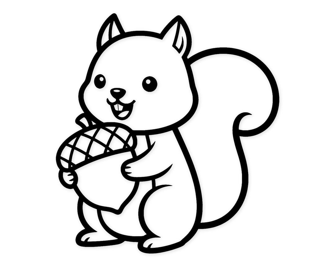 Squirrel With Acorn SVG PNG: Cartoon Clipart (digital Download) - Etsy