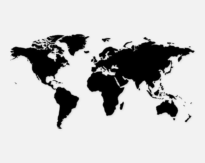 World Map Outline Svg Png: Cut Ready Digital Design for Cricut ...