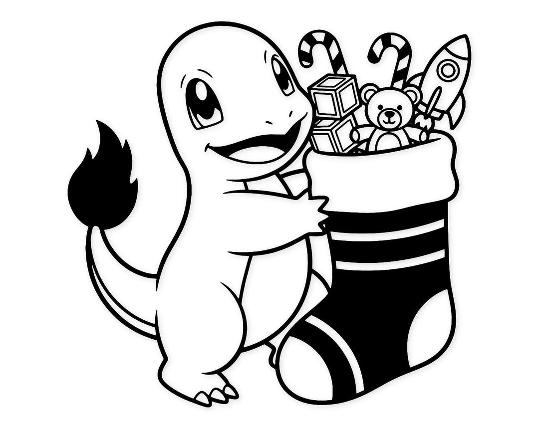 Charmander Christmas Stocking SVG PNG: Holiday Craft Design - Etsy
