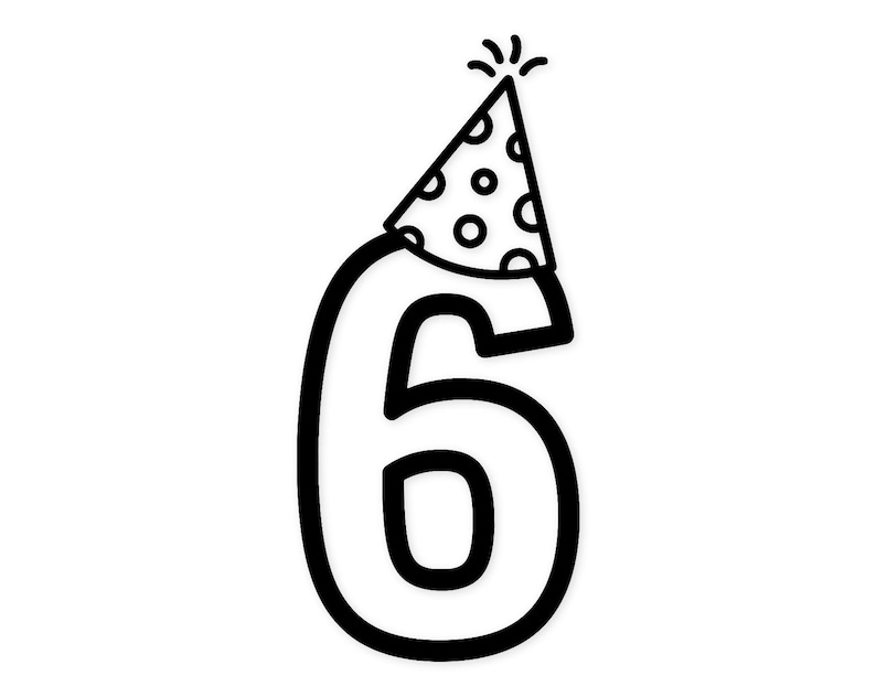 Feesthoed nummer 6 Svg Png: gedurfde lijnen voor vieringen - Etsy Nederland