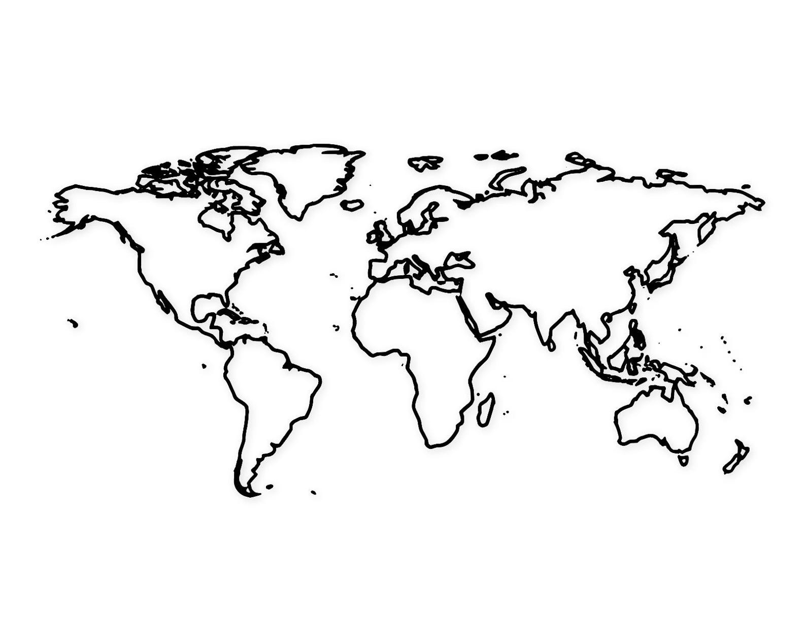World Map Outline Svg Png: Minimalist Design for T-shirts - Etsy