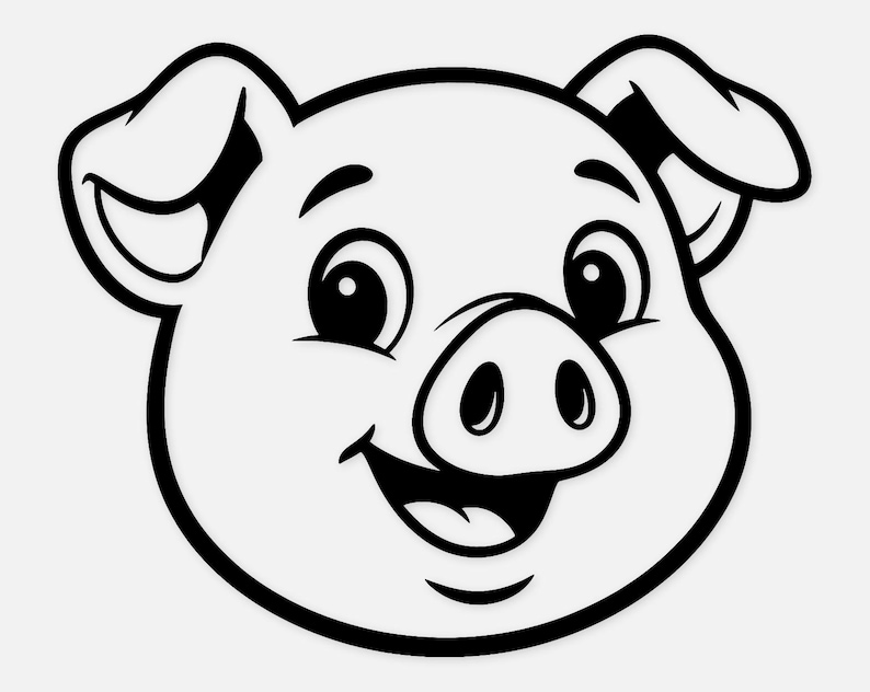 Happy Piggy Icon Svg Png: Cute Hand-drawn Design for Mugs - Etsy