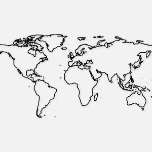 World Map Outline Svg Png: Minimalist Design for T-shirts - Etsy