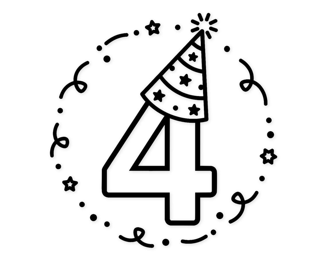 Party Hat Number 4 Svg Png: Whimsical Design for Celebrations - Etsy