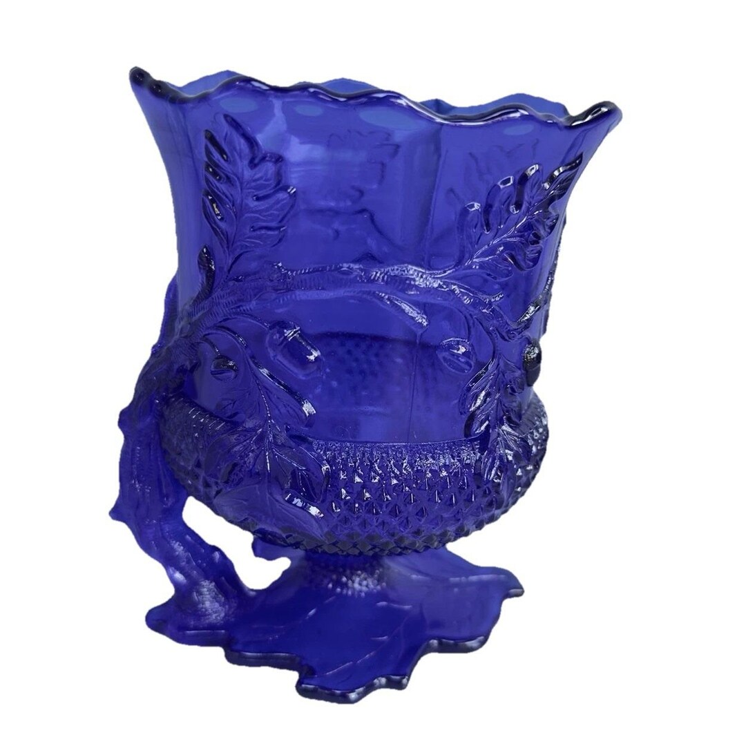 Vintage Mosser Cobalt Blue Acorn Spooner Glass With Twig Handle - Etsy
