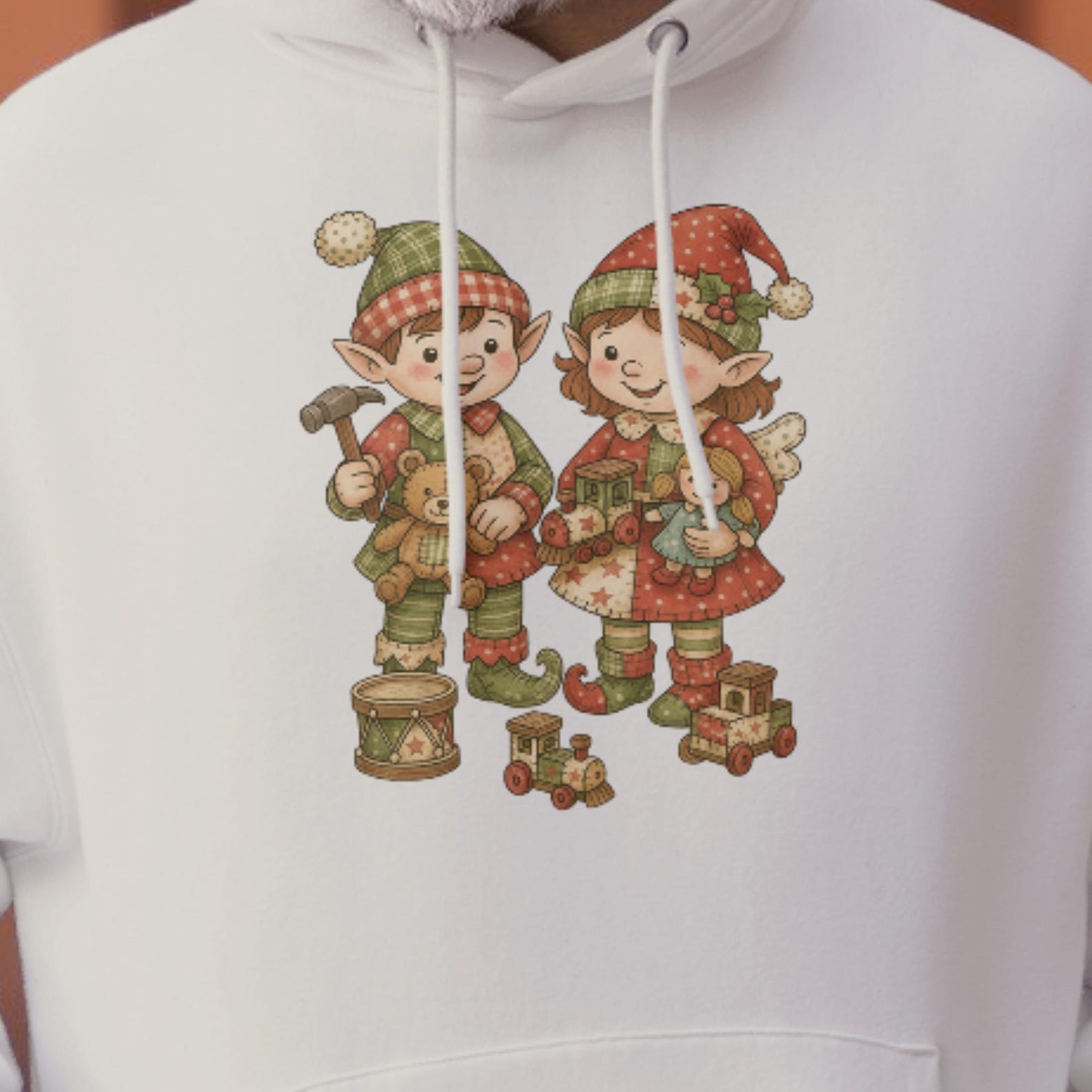 Patchwork Elf PNG: Kids Christmas Sublimation Design, Folk Art Nordic ...