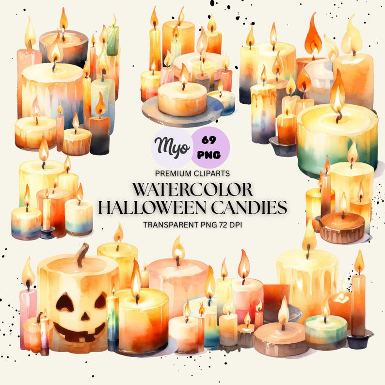 Watercolor Halloween Potions Clipart: Witchcraft Supplies 40 PNG ...