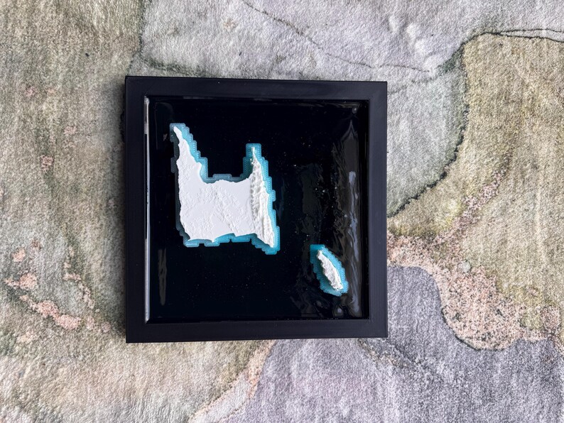 Custom 3D Topographic Map | Trinidad & Tobago | Resin Ocean | Framed ...