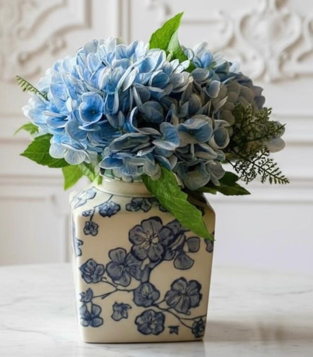 Realistic Artificial Blue Hydrangea in Ceramic Pot - Etsy