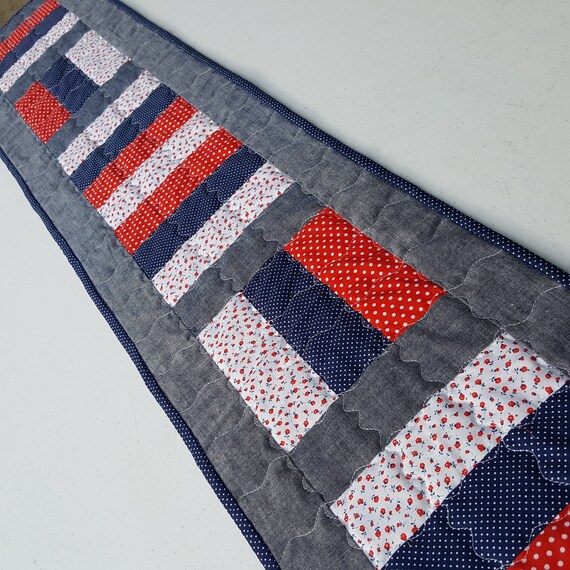Red White and Blue Table Runner Table Quilt Independence Day - Etsy
