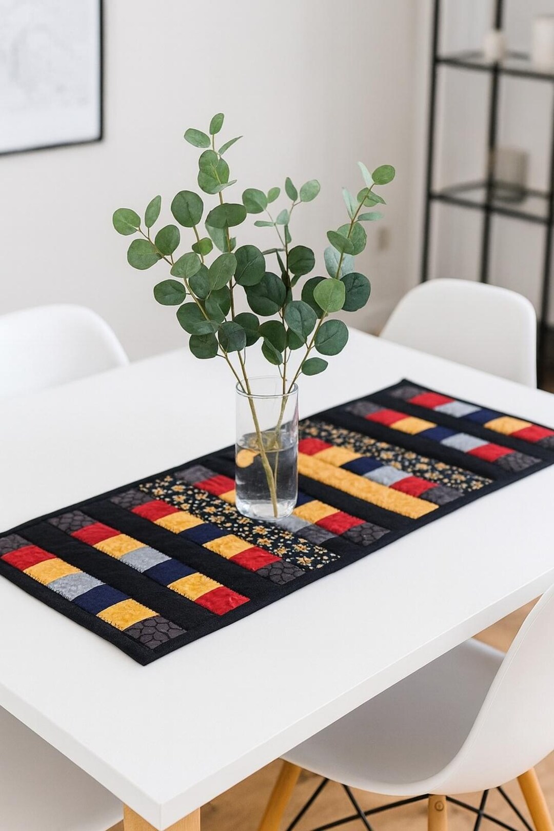 Quilted Table Runner – Bold Red & Yellow Batik, 100% Cotton, 30" X 11.5 ...