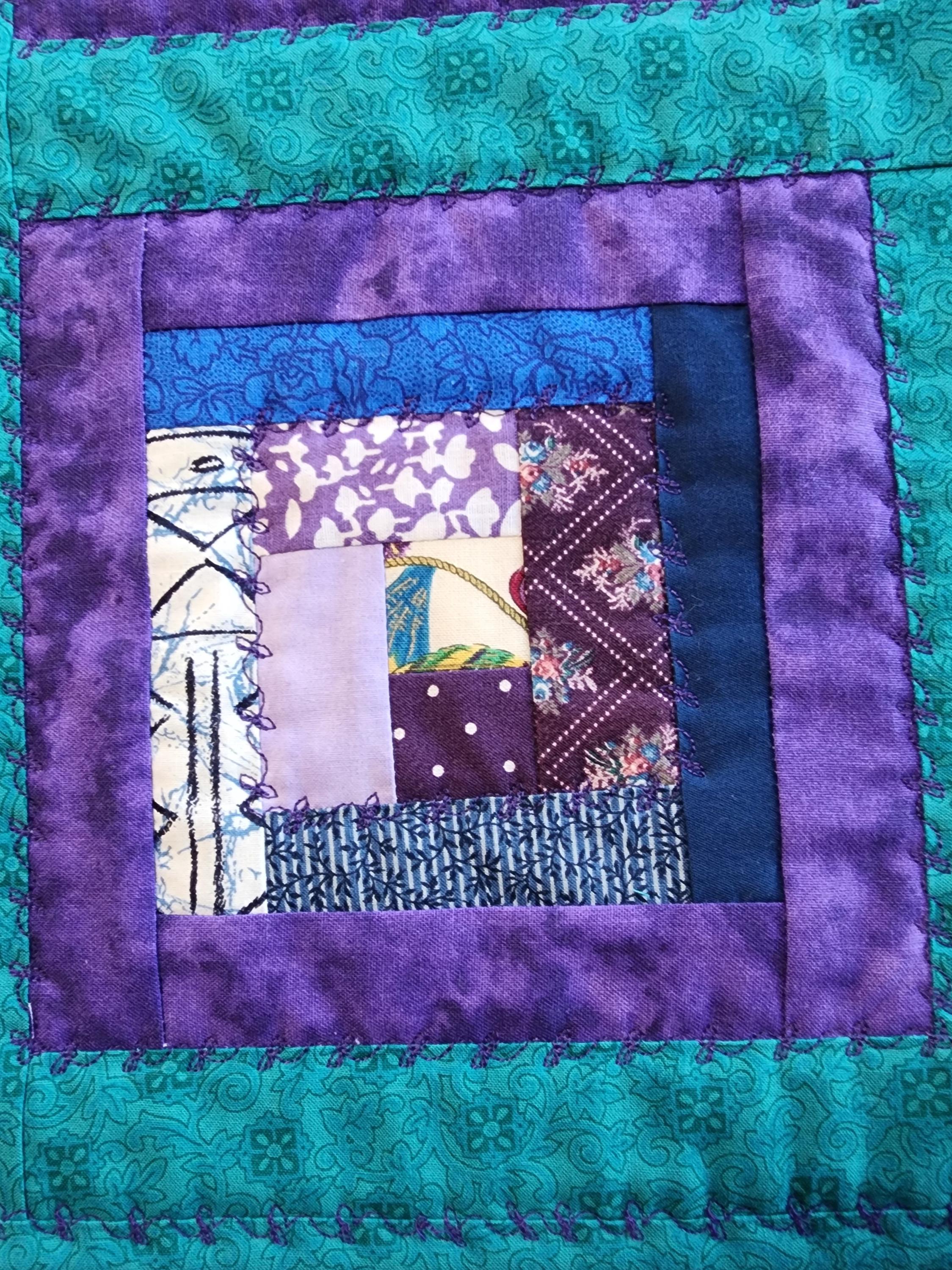 Teal and Purple Quilted Log Cabin Table Topper - Etsy