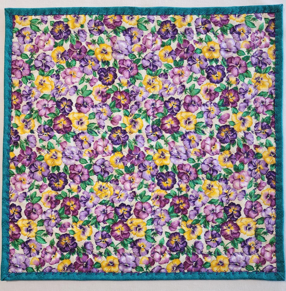 Teal and Purple Quilted Log Cabin Table Topper - Etsy