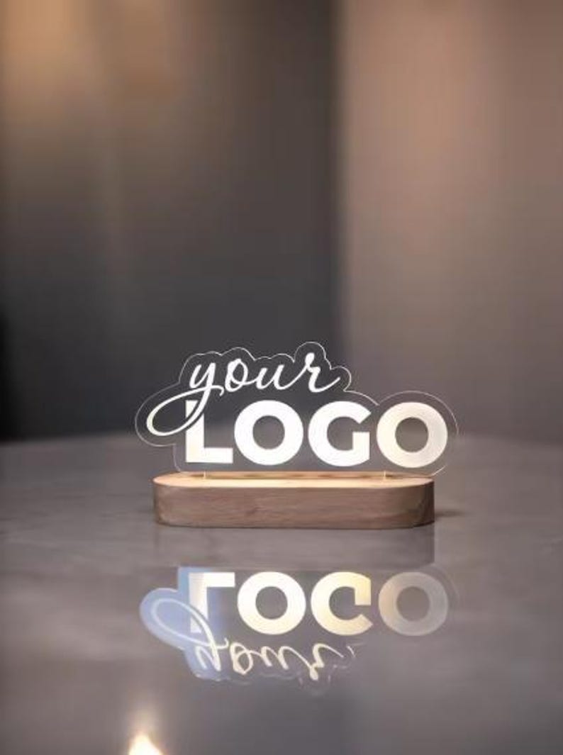 Custom Acrylic Business Logo Sign Personalized Brand QR Plaque Light ...
