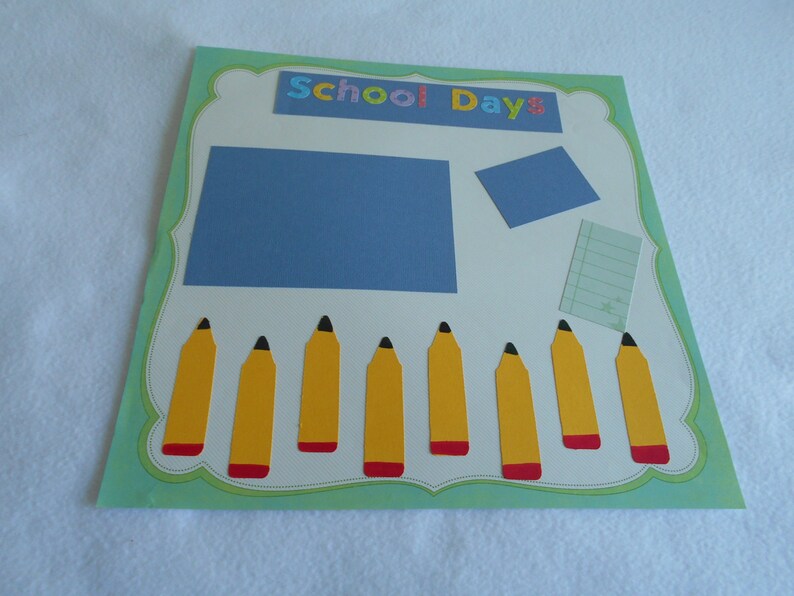 School Days 12x12 Premade Scrapbook Page, Die Cut Pencils, DIY School ...