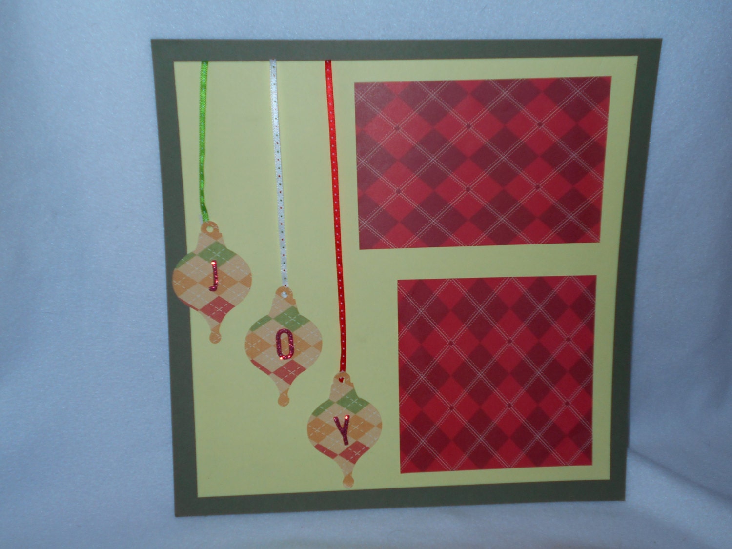 Joy 12 X 12 Premade Scrapbook Page, Christmas Themed, Die Cut Ornaments ...