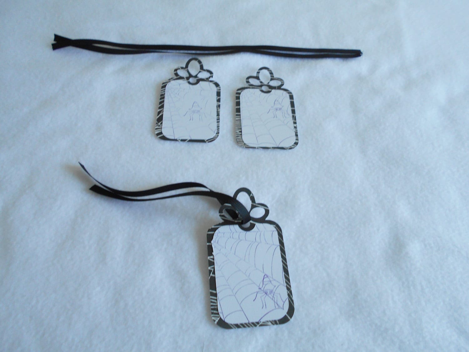 Halloween Tags, Hand Stamped Spider Web, Die Cut Gift Tags, Set of 3 ...