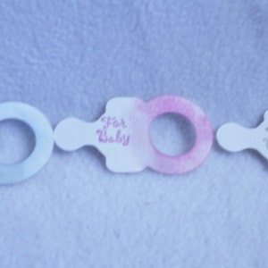 Pacifier Shaped Die Cut Hand Stamped Baby Gift Tags, Set of 3 in Pink ...