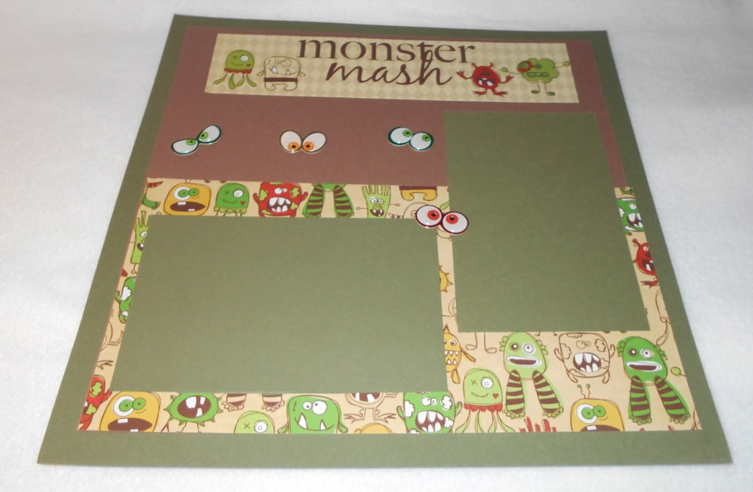 Monster 12 X 12 Premade Scrapbook Page, Halloween Theme, Single-page ...