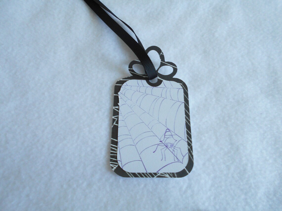 Halloween Tags, Hand Stamped Spider Web, Die Cut Gift Tags, Set of 3 ...
