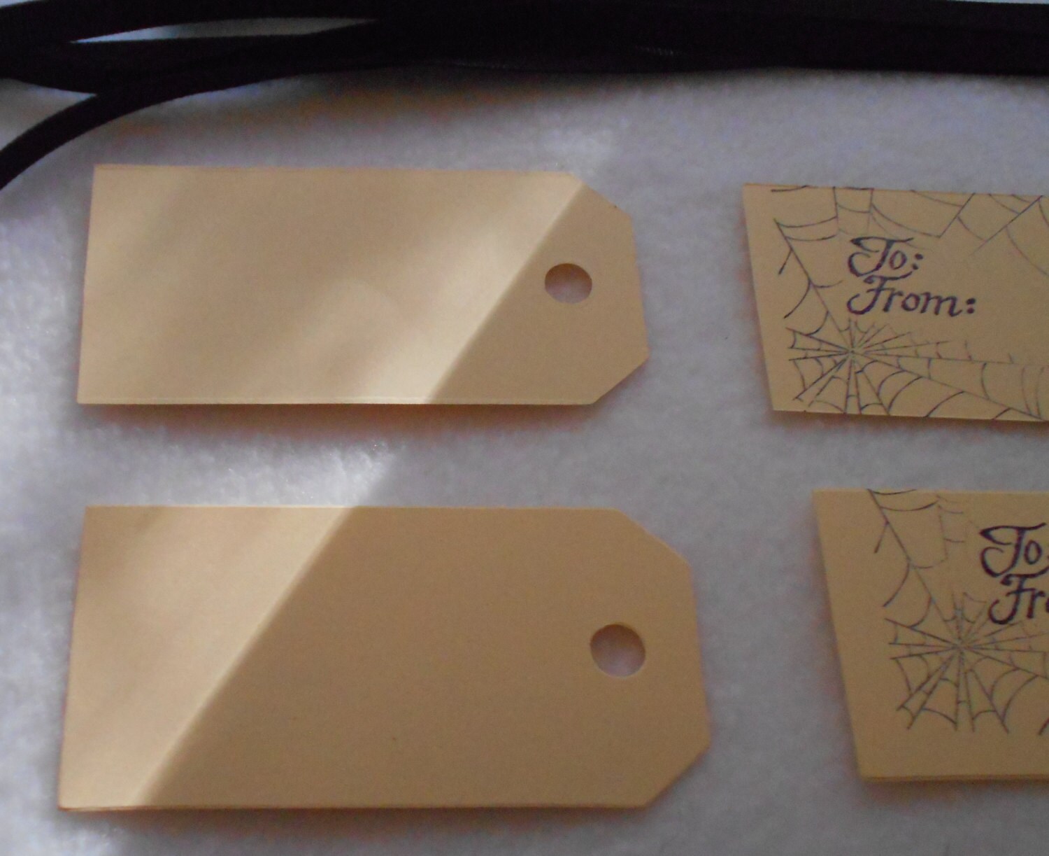 Halloween Gift Tags, Hand Stamped Spider Webs, Set of 5, Matching Black ...