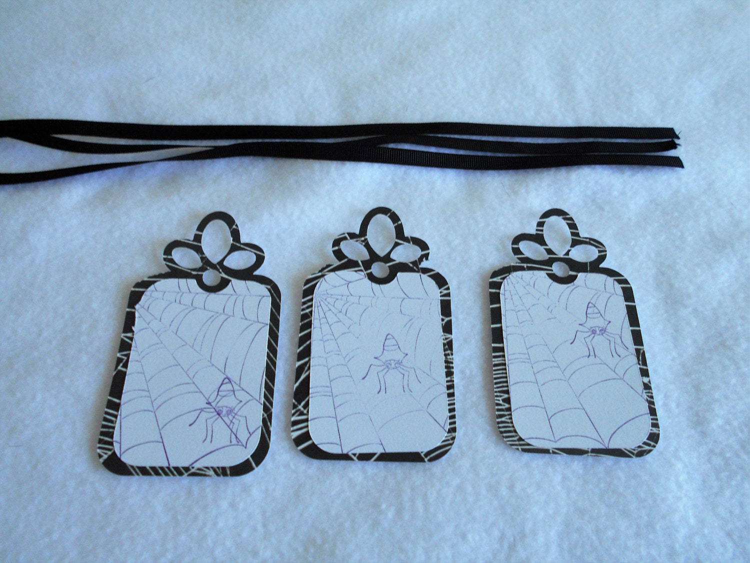 Halloween Tags, Hand Stamped Spider Web, Die Cut Gift Tags, Set of 3 ...
