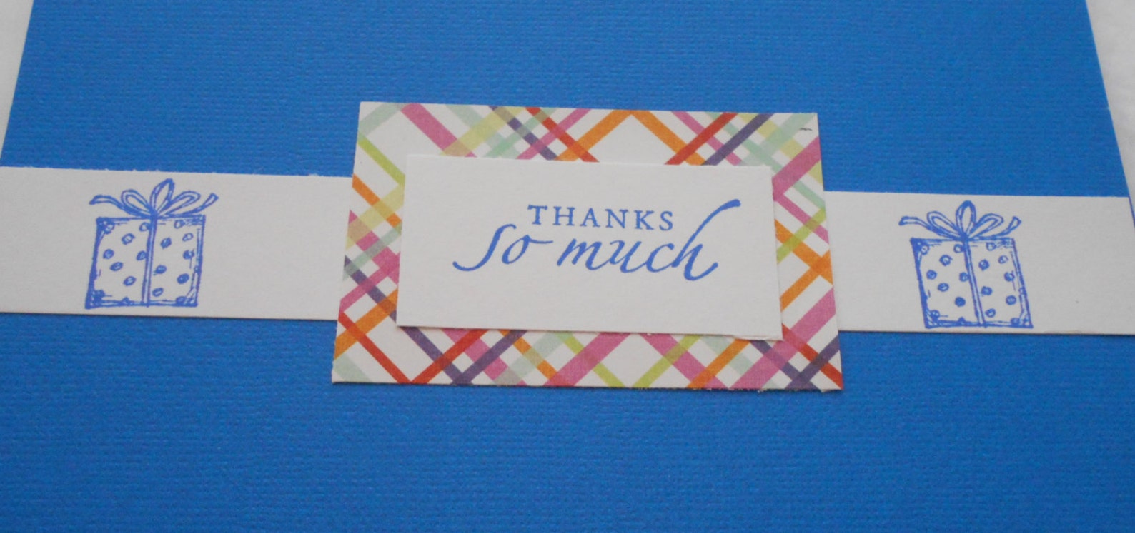 Handmade Thank You Note Royal Blue Primary Colored Plaid - Etsy