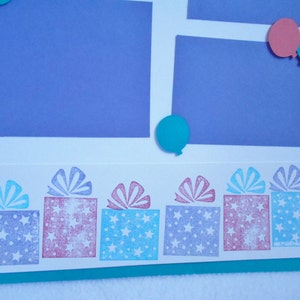 Celebrate 12 X 12 Premade Scrapbook Page, Hand Stamped Pastel Presents ...