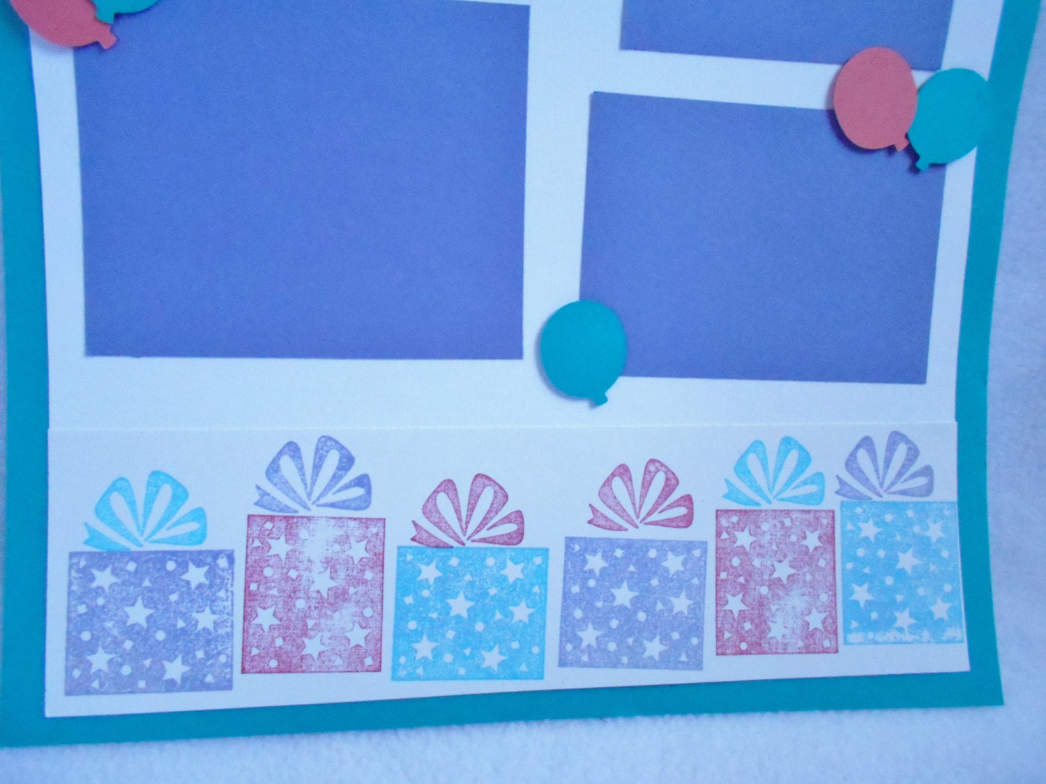 Celebrate 12 X 12 Premade Scrapbook Page, Hand Stamped Pastel Presents ...