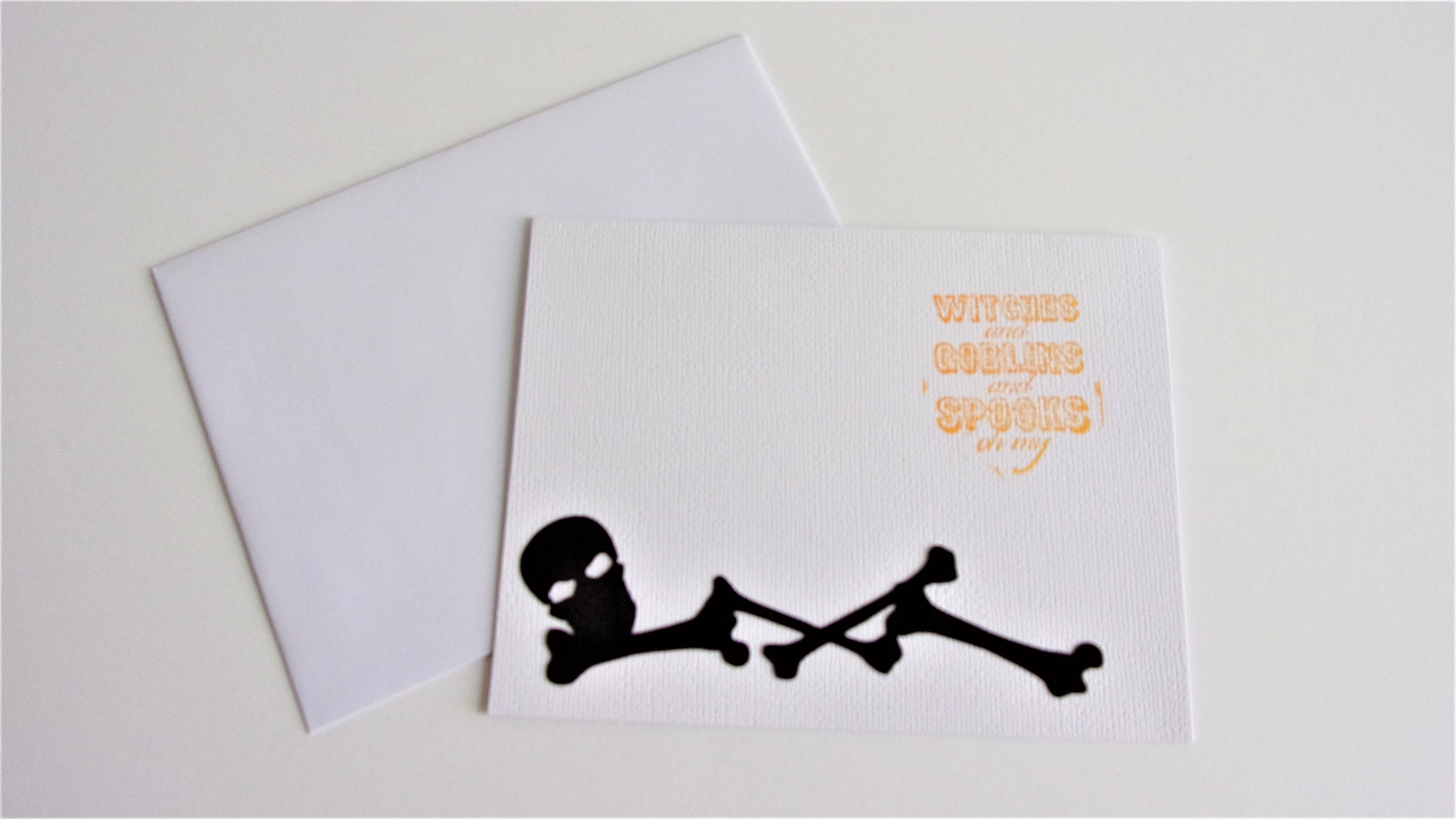 Handmade Skeleton Halloween Card, Hand Stamped Halloween Greeting Card ...