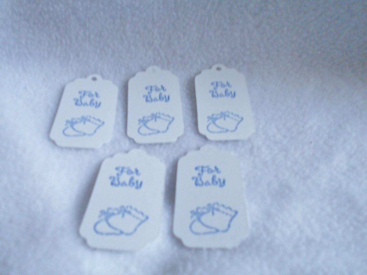Die Cut Hand Stamped Baby Gift Tags, Set of 5, With Hand Stamped Blue ...