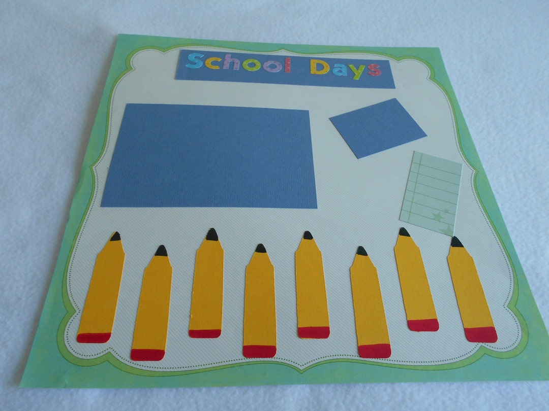 School Days 12x12 Premade Scrapbook Page, Die Cut Pencils, DIY School ...