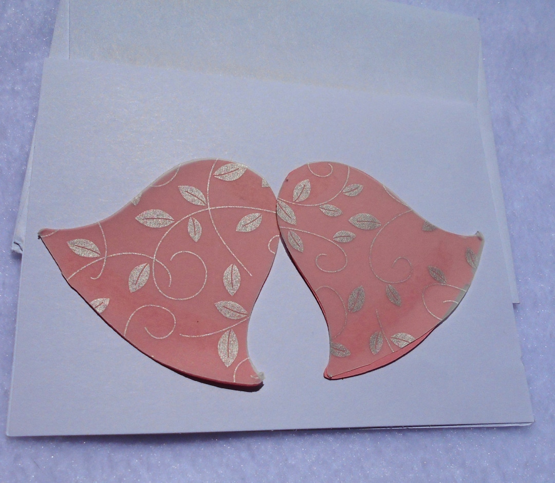 Wedding Bell Card, Hand Stamped, Die Cut Pink and Silver Wedding Bells ...