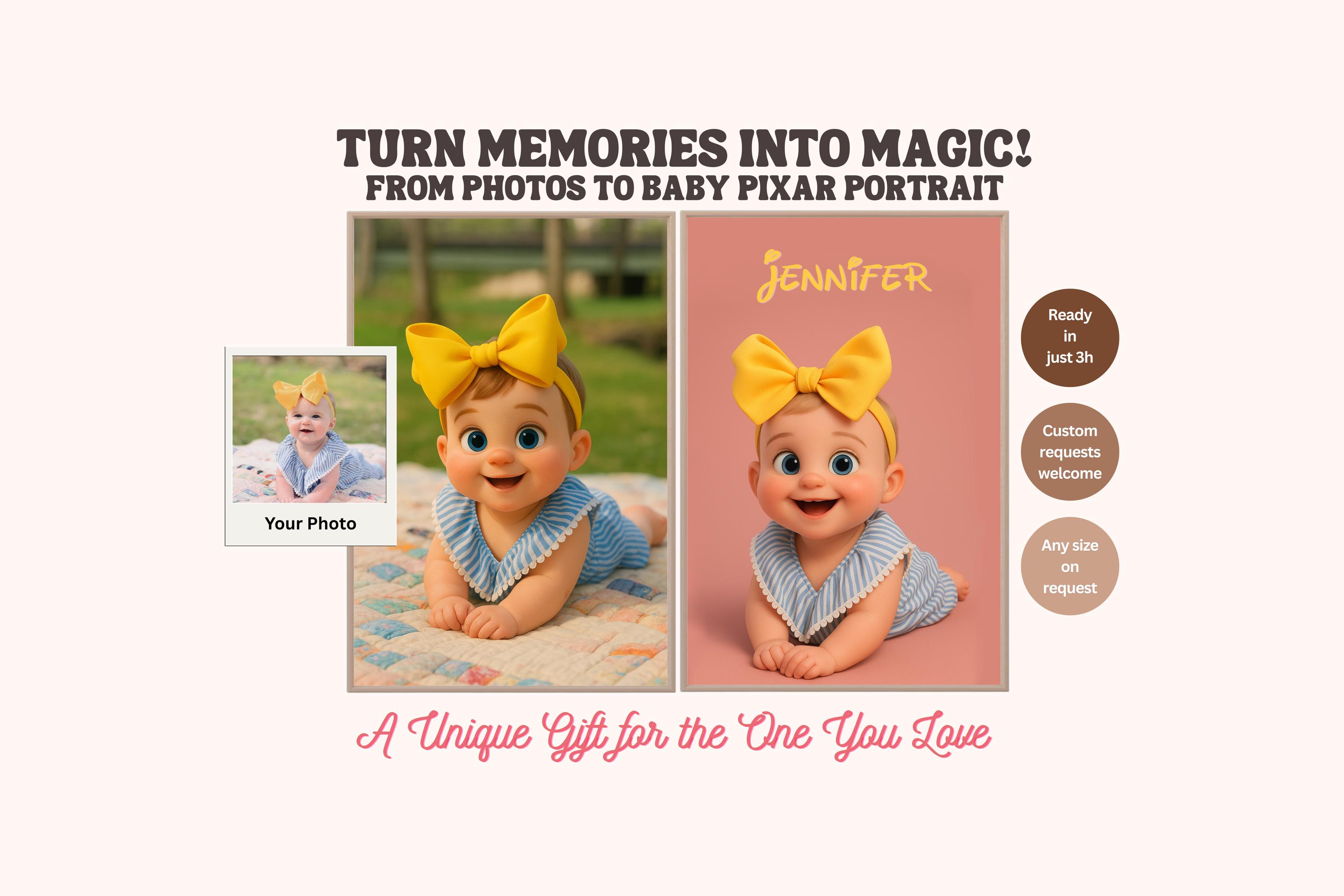 Custom Pixar-style 3D Baby Portrait From Photo | Personalized Digital ...