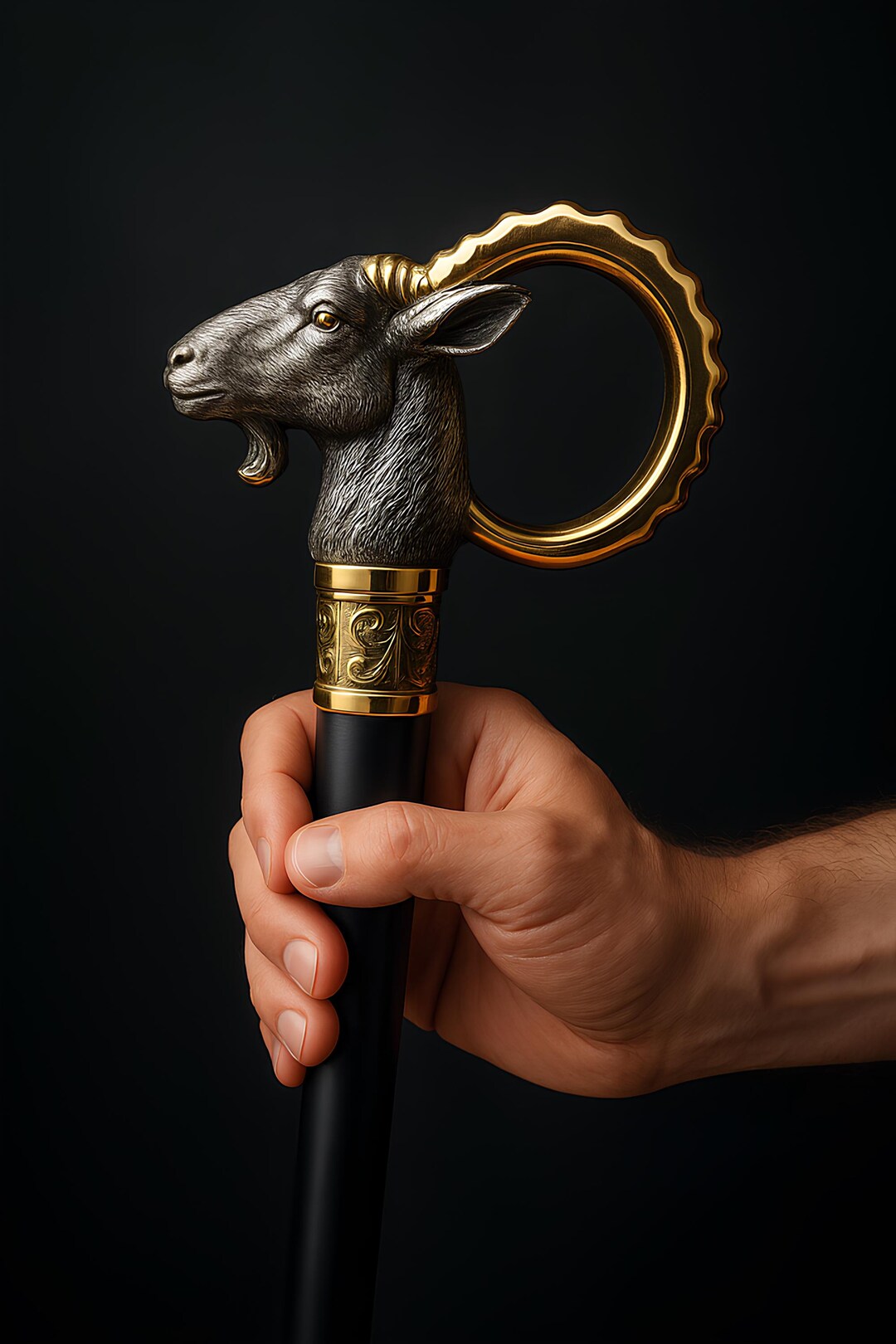 Vintage White Goat Head Cane 91cm – Elegant Alloy Walking Stick for ...