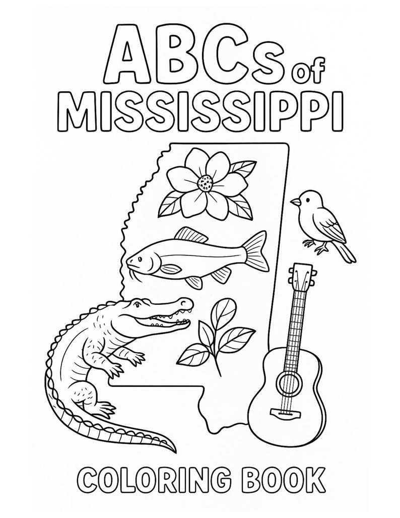 Abcs of Mississippi Coloring Book - Etsy