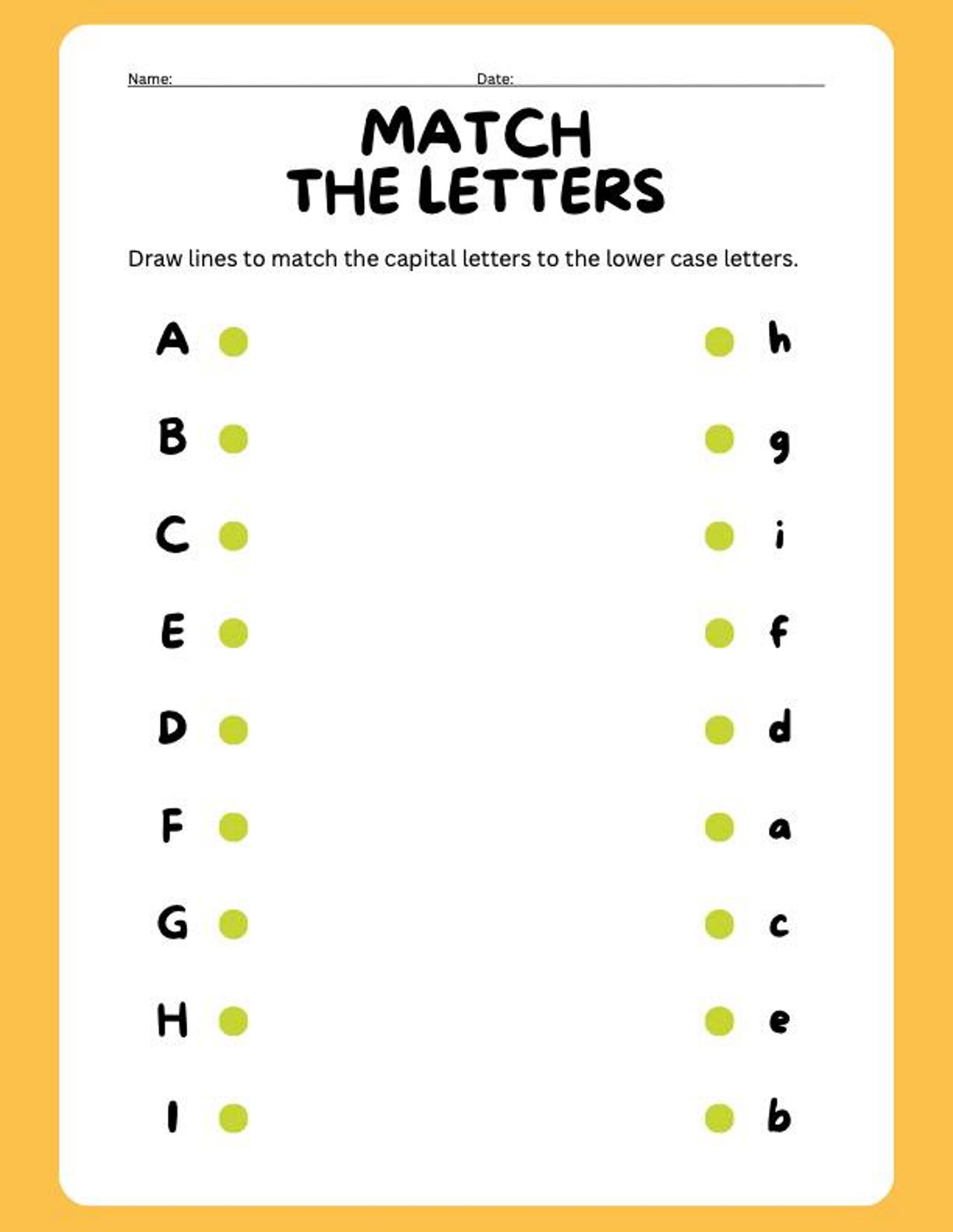 Match the Letters Upper & Lowercase ABC - Etsy