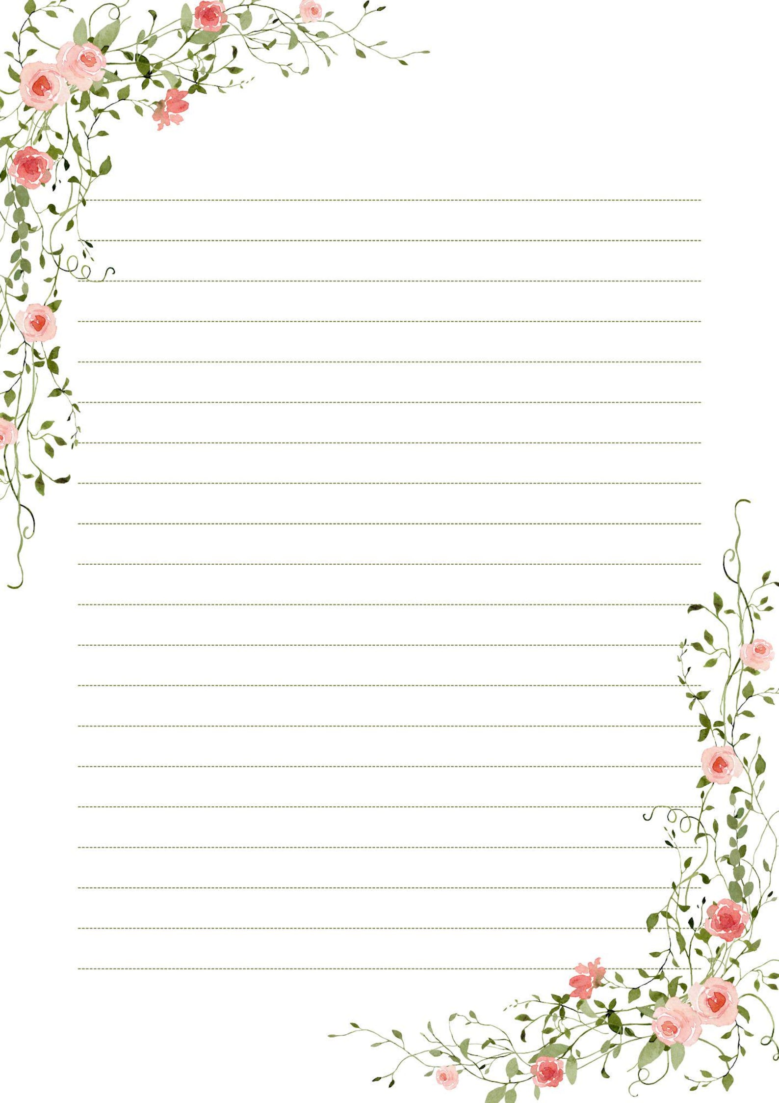 Floral Letter Writing Pages - Etsy