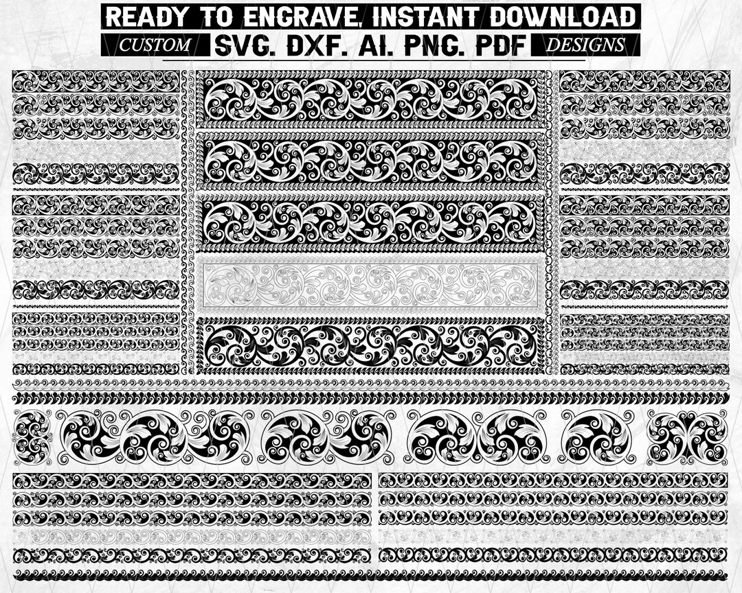 Scroll Pattern Bundle Vector Svg Dxf Ai Png Pdf Laser Engraving CNC Cut ...