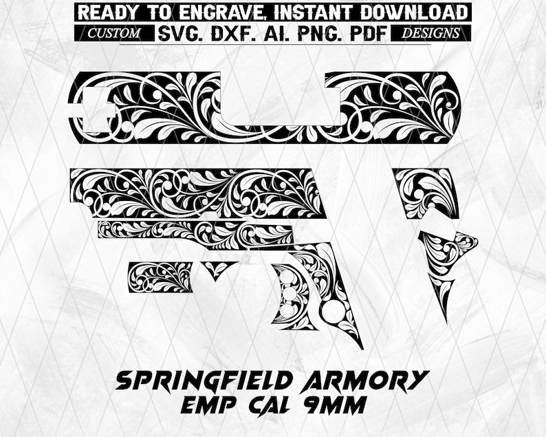 Springfield Armory EMP Cal 9MM Scroll Work Laser Engraving Design ...
