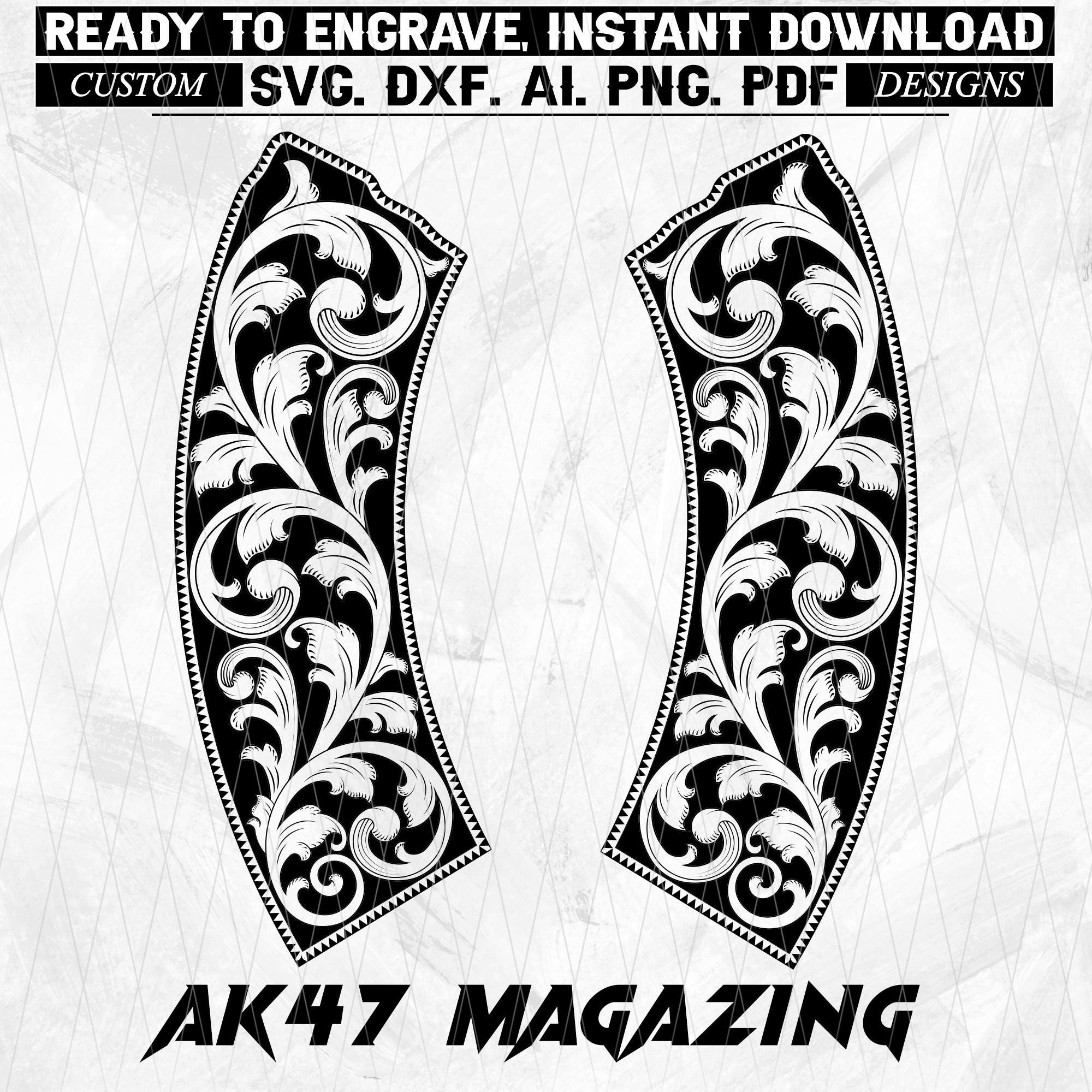 Floral Scroll Engraving Pattern File: Laser/cnc Vector Design (svg, Dxf ...